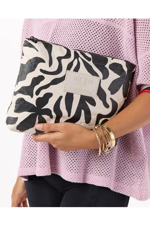 ALOHA COLLECTION Water-resistant Zip Pouch - Black/sandstone