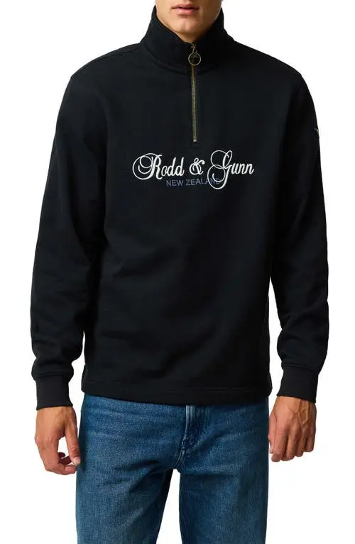 Rodd & Gunn Quarter Zip Cotton French Terry Pullover - Onyx