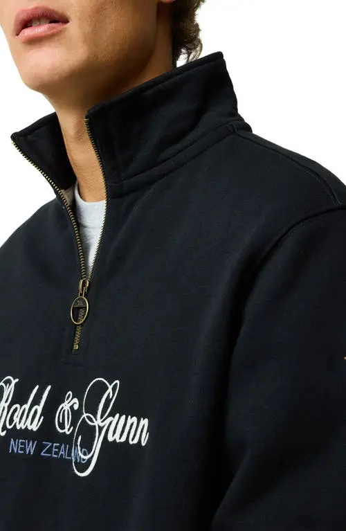 Rodd & Gunn Quarter Zip Cotton French Terry Pullover - Onyx