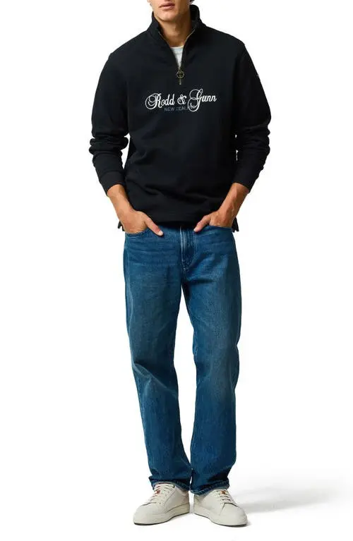 Rodd & Gunn Quarter Zip Cotton French Terry Pullover - Onyx