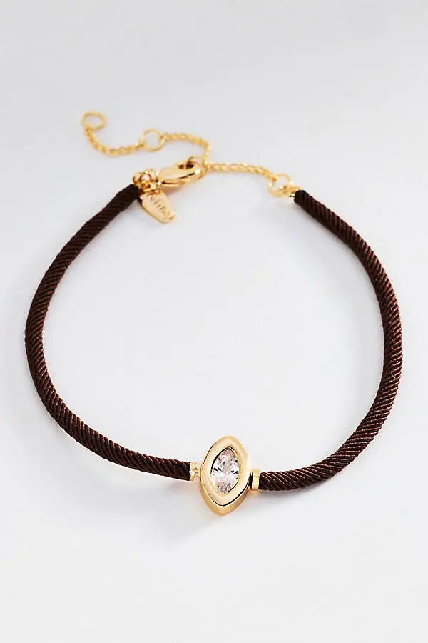 Anthropologie Corded Bezel Crystal Bracelet - Chocolate