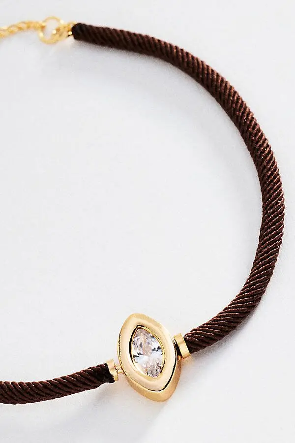 Anthropologie Corded Bezel Crystal Bracelet - Chocolate