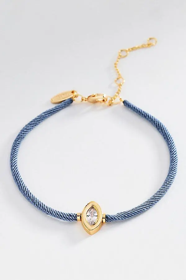 Anthropologie Corded Bezel Crystal Bracelet - Light Blue