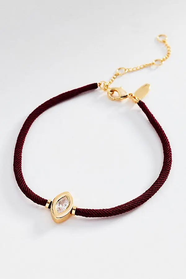 Anthropologie Corded Bezel Crystal Bracelet - Wine