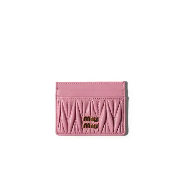 Miu Miu Matelassé Nappa Leather Card Holder - Pink