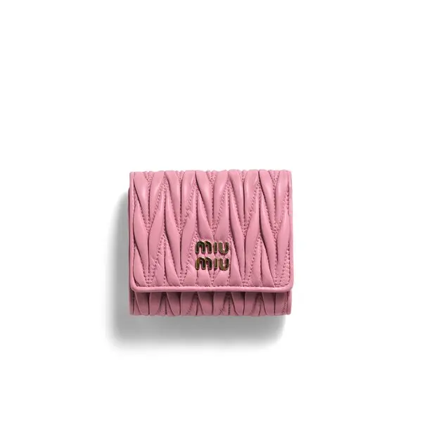 Miu Miu Small Matelassé Nappa Leather Wallet - Pink