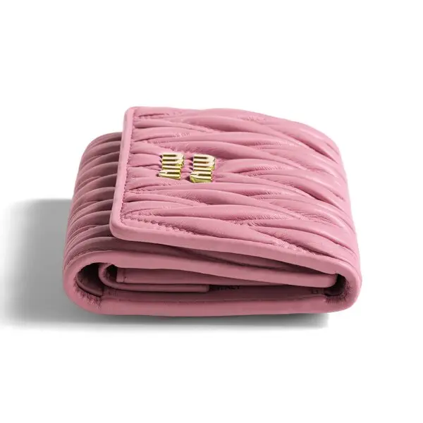 Miu Miu Small Matelassé Nappa Leather Wallet - Pink