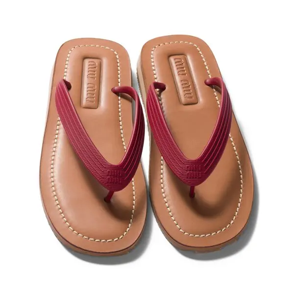 Miu Miu Logo Thong Sandals - Amaranth Red