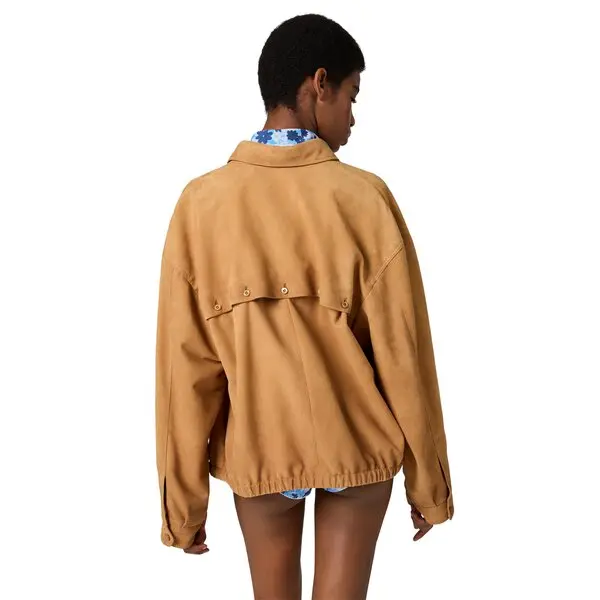 Miu Miu Waxed Suede Blouson Jacket - Honey