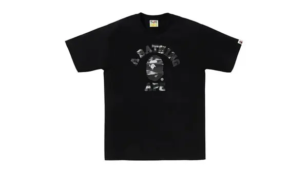 A BATHING APE Screen Camo College Tee Shirt - Black