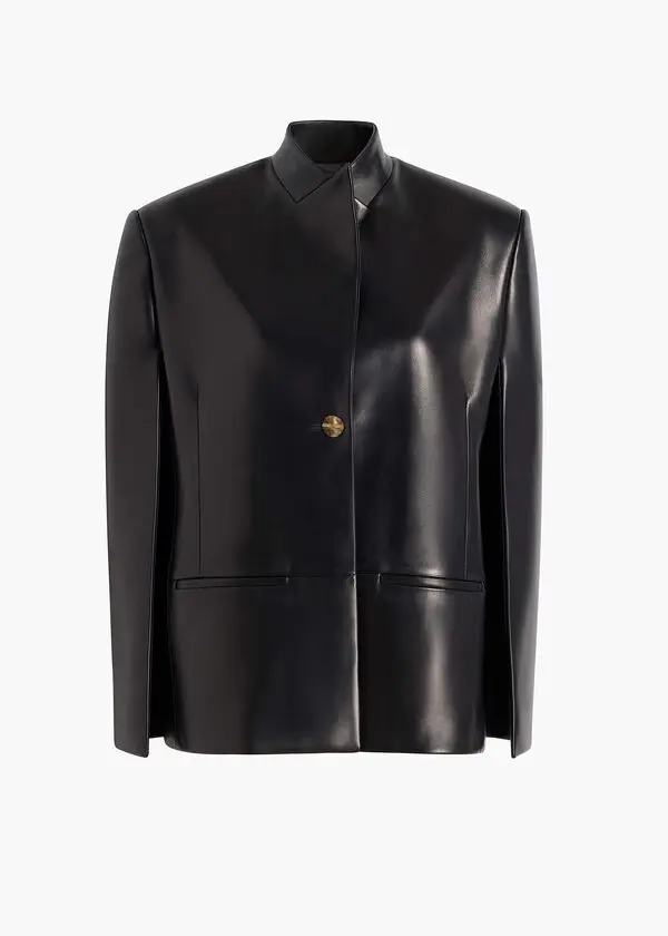 Khaite Dolso Leather Cape Jacket - Black