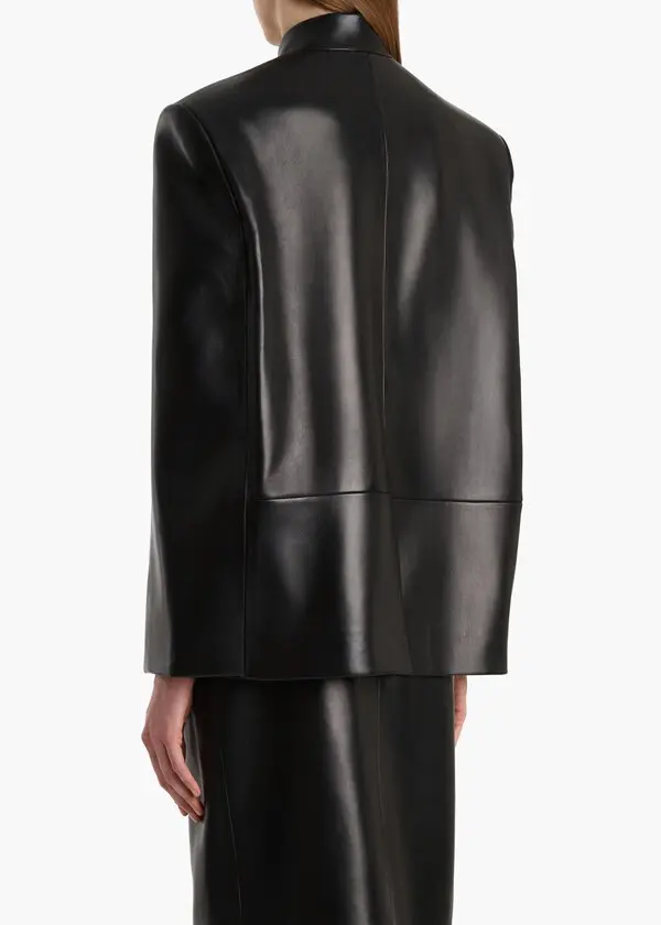 Khaite Dolso Leather Cape Jacket - Black