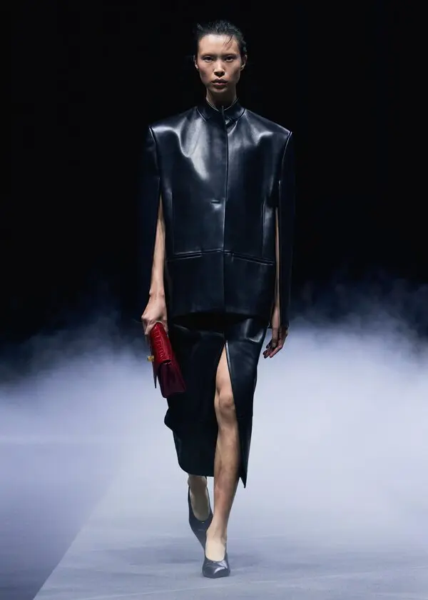 Khaite Dolso Leather Cape Jacket - Black