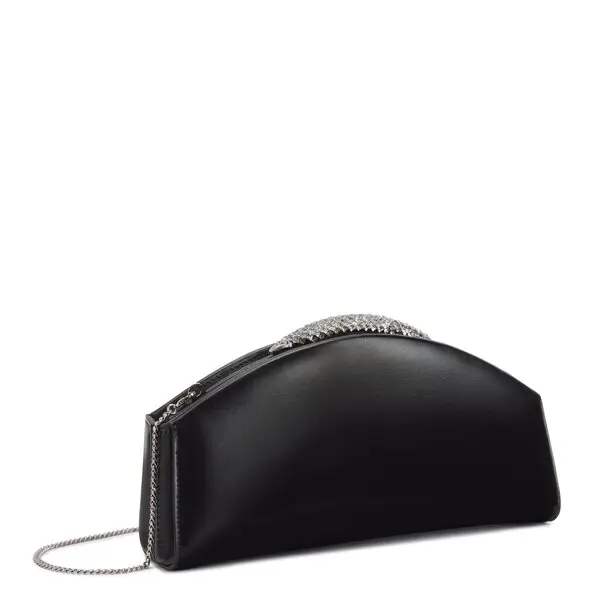 GIUSEPPE ZANOTTI Leather Clutch With Jewel Accessory - Black