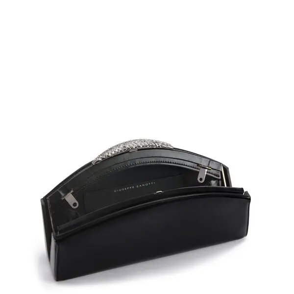 GIUSEPPE ZANOTTI Leather Clutch With Jewel Accessory - Black