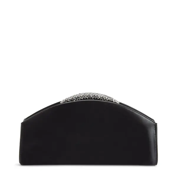 GIUSEPPE ZANOTTI Leather Clutch With Jewel Accessory - Black