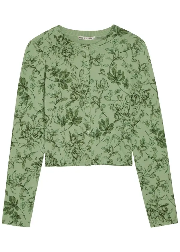 Alice + Olivia Carson Floral Cropped Cardigan
