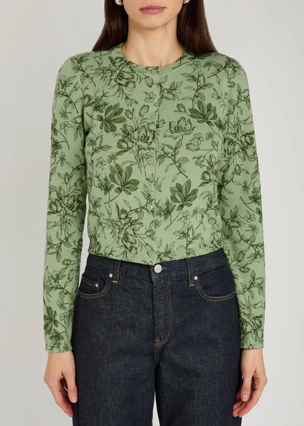 Alice + Olivia Carson Floral Cropped Cardigan