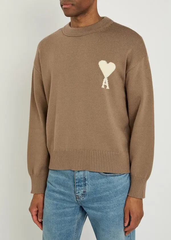 AMI Paris Logo Intarsia Wool-blend Jumper