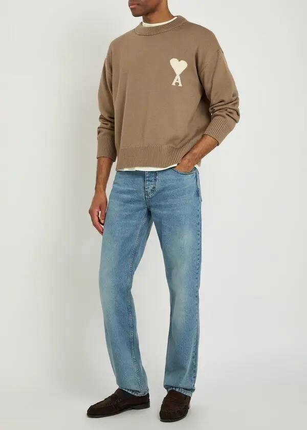 AMI Paris Logo Intarsia Wool-blend Jumper