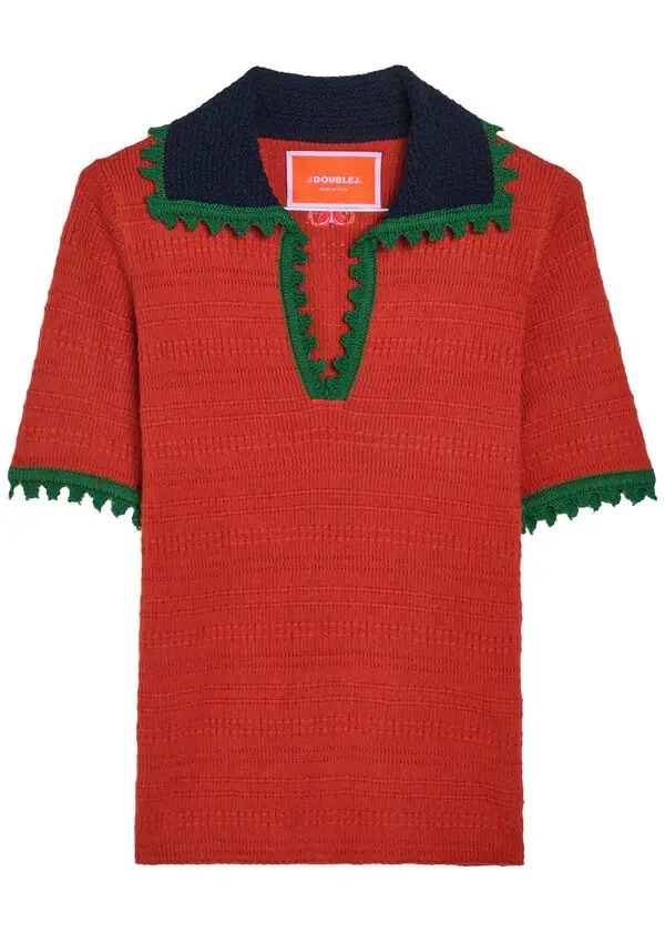 La DoubleJ Picket Textured Cotton-blend Polo Top