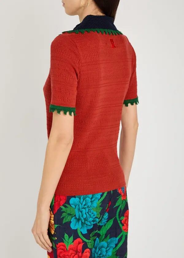 La DoubleJ Picket Textured Cotton-blend Polo Top