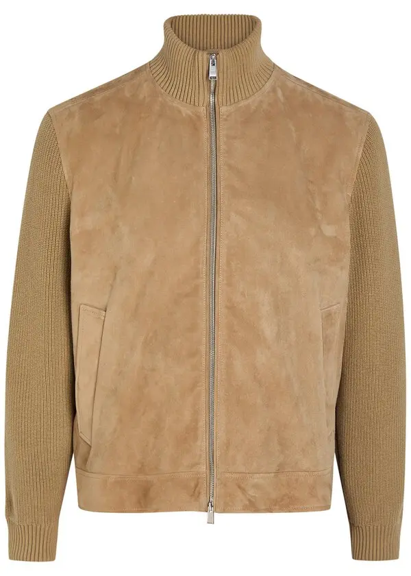 BOSS Suede Knit Jacket - Khaki