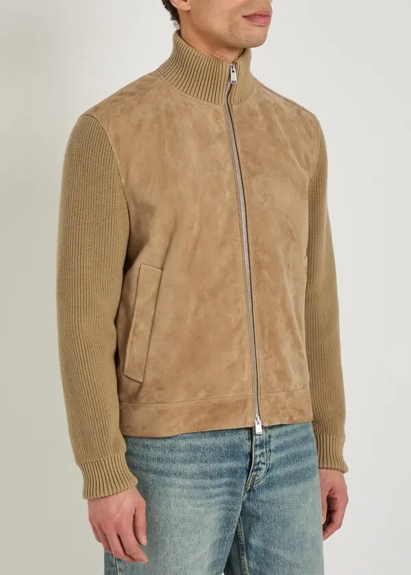 BOSS Suede Knit Jacket - Khaki