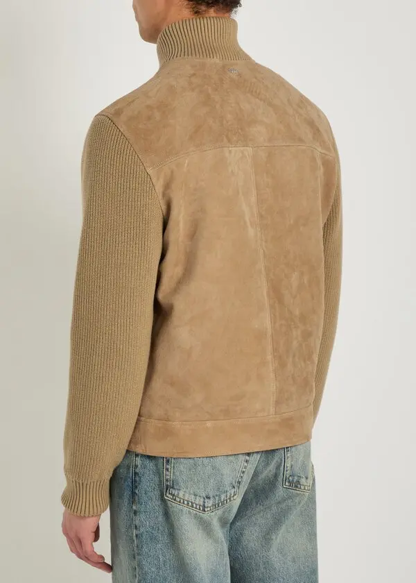 BOSS Suede Knit Jacket - Khaki