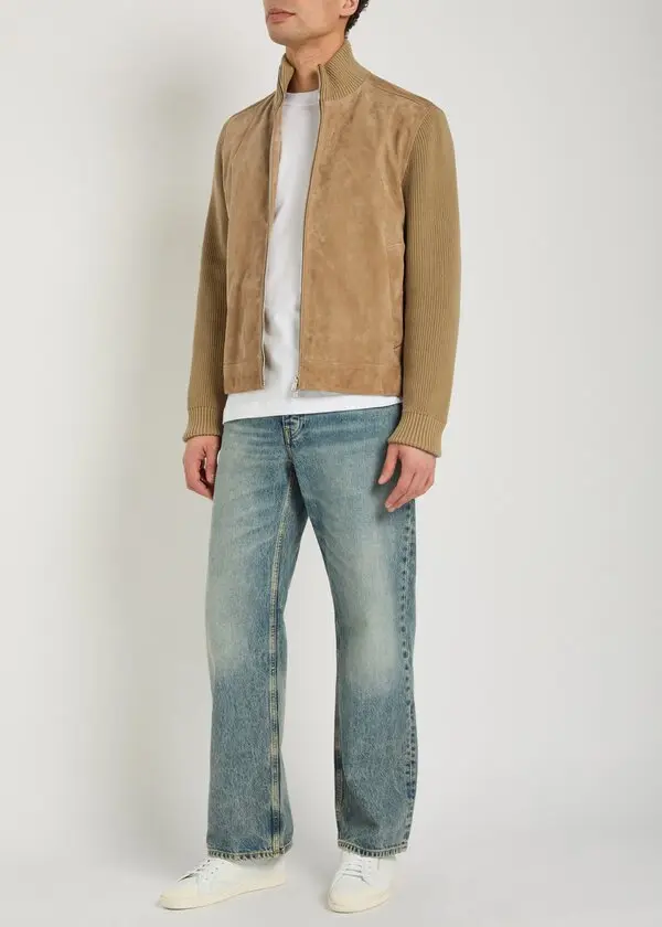 BOSS Suede Knit Jacket - Khaki