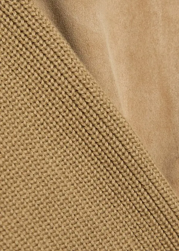 BOSS Suede Knit Jacket - Khaki