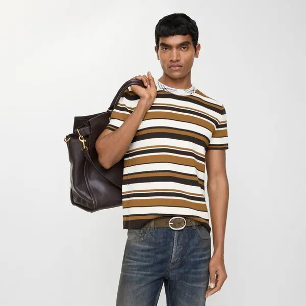 Burberry Striped Wool Blend T-shirt - Brown