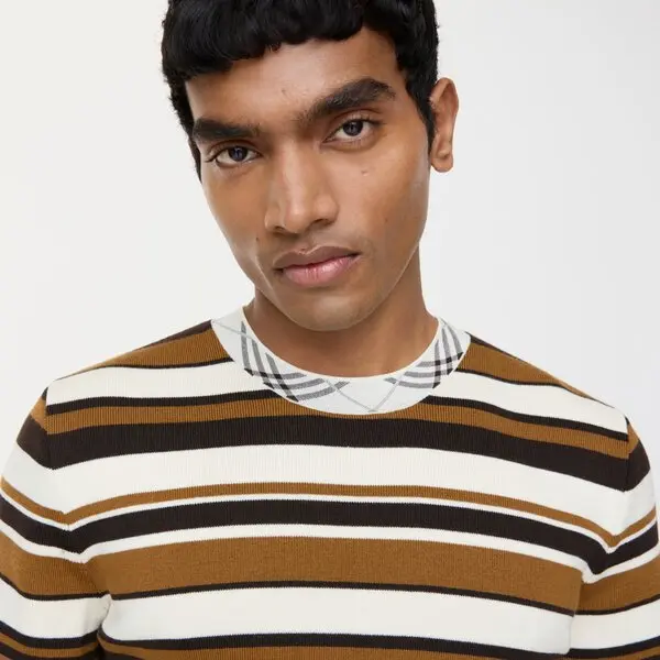 Burberry Striped Wool Blend T-shirt - Brown