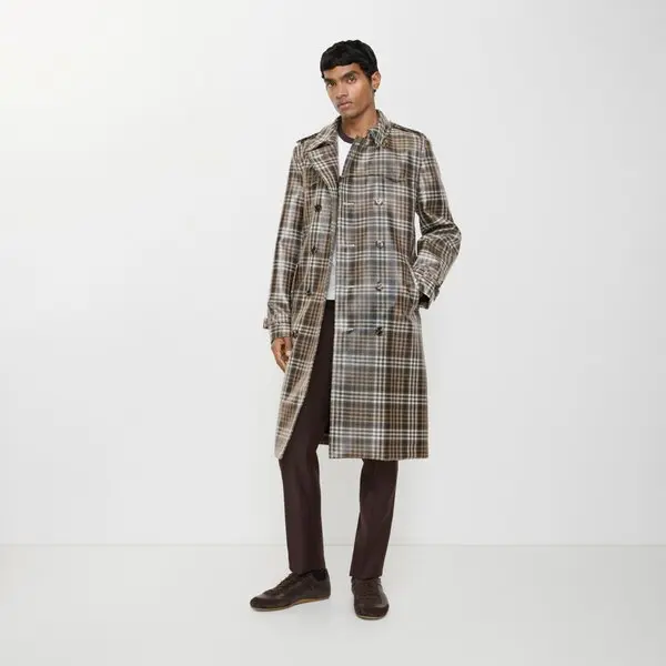 Burberry Long Check Coated Raffia-effect Foxfield Trench Coat