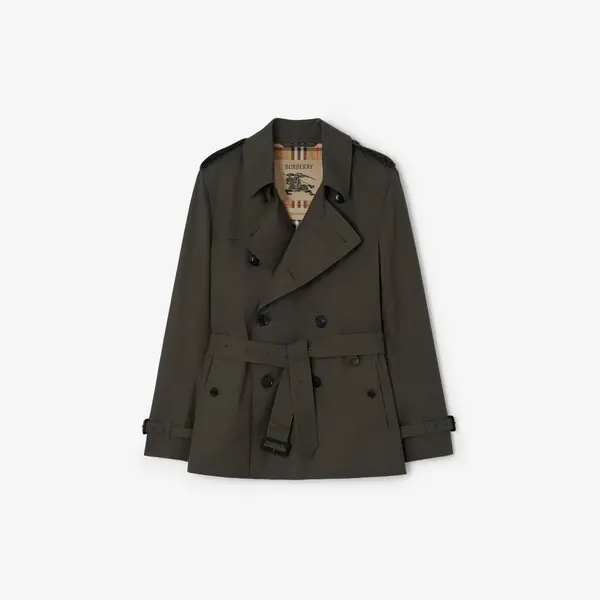 Burberry Extra-short Tropical Gabardine Kensington Trench Coat - Grey Grey