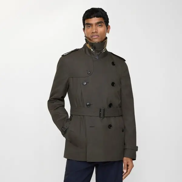 Burberry Extra-short Tropical Gabardine Kensington Trench Coat - Grey Grey