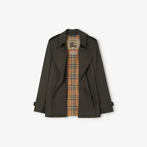 Burberry Extra-short Tropical Gabardine Kensington Trench Coat - Grey Grey