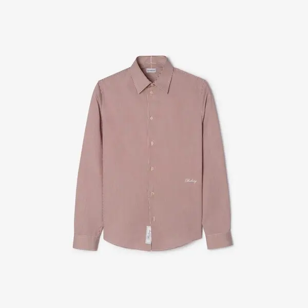 Burberry Slim Fit Striped Cotton Shirt - Vineyard Red