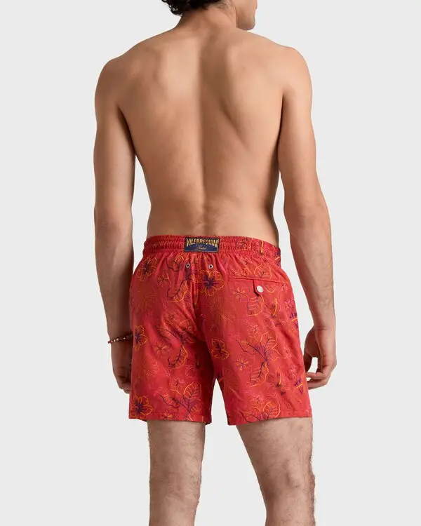 Vilebrequin Island Flowers Embroidered Swim Trunks Limited Edition - Red