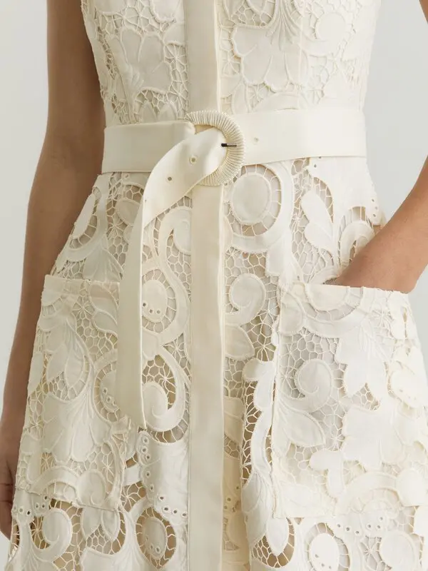 REISS Kerina Cotton-blend Lace Midi Dress