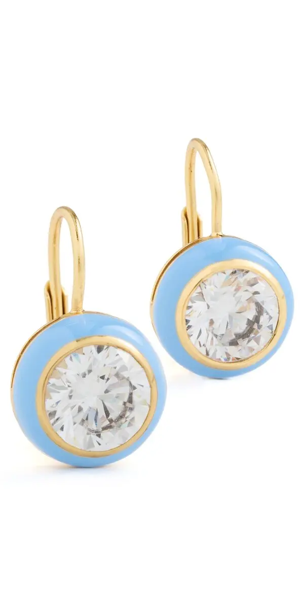 HART Enamel Bezel Drop Earrings - Blue