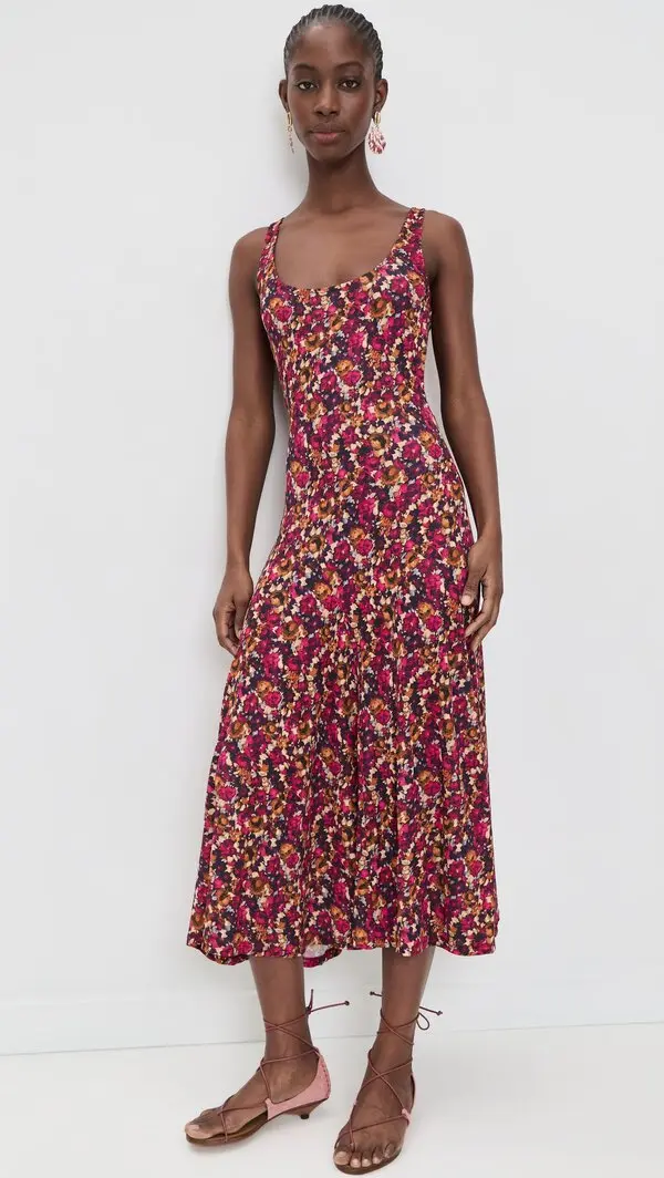 Ulla Johnson Yasna Jersey Floral Print Midi Dress