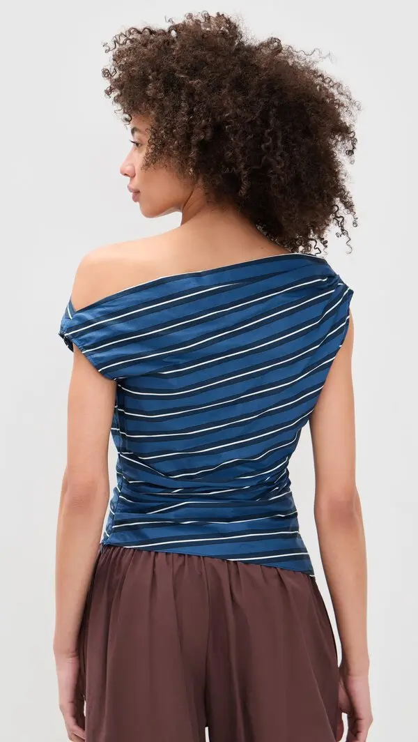 Staud Phare One-shoulder Striped Top
