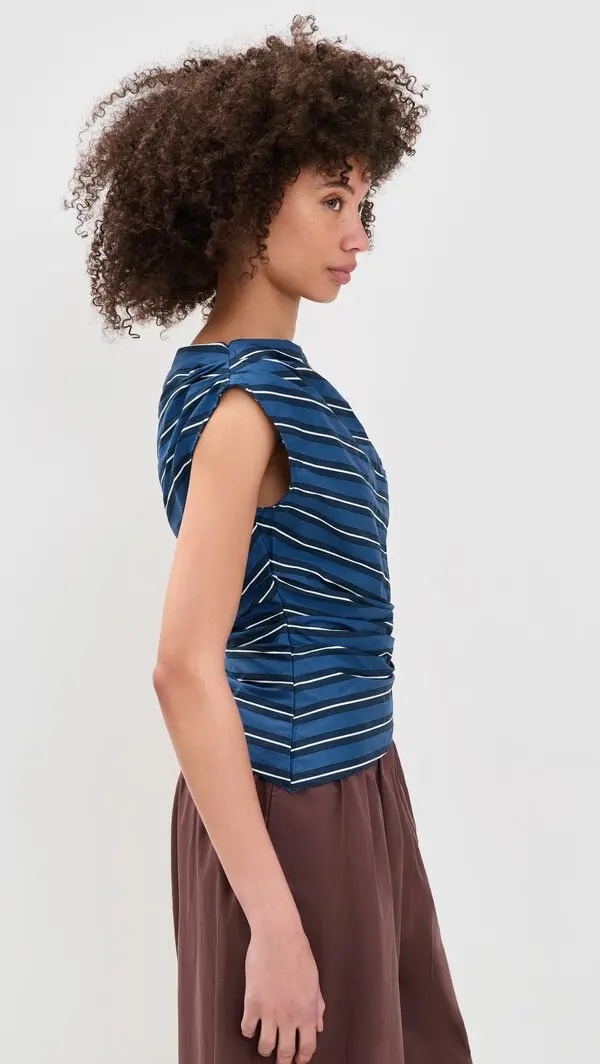 Staud Phare One-shoulder Striped Top