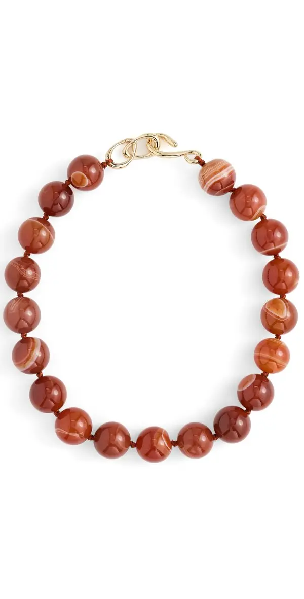Madewell Oversized Stone Bead Choker Necklace - Cherry