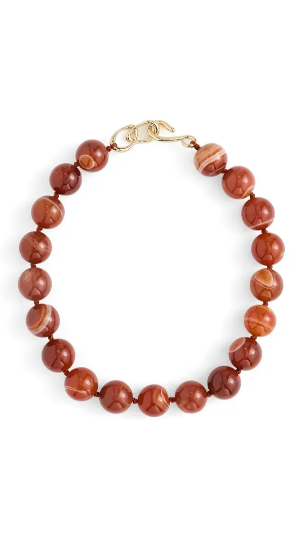 Madewell Oversized Stone Bead Choker Necklace - Cherry