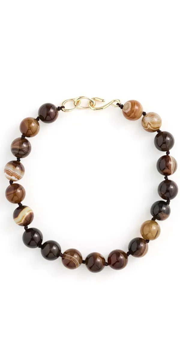 Madewell Oversized Stone Bead Choker Necklace - Dark Brown