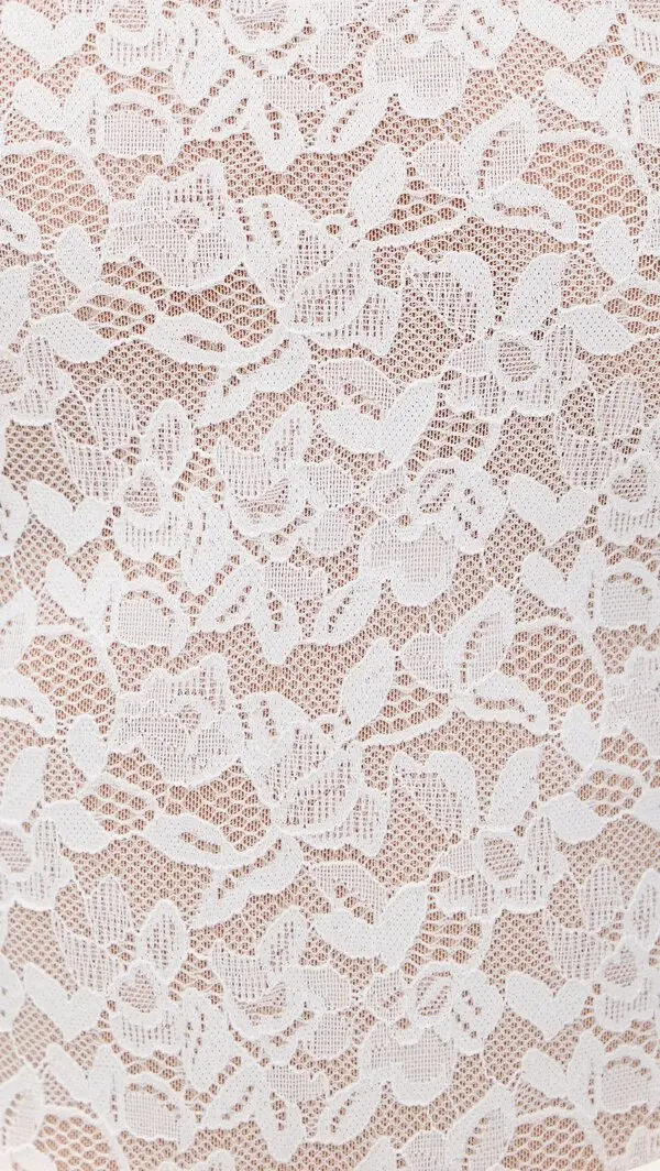 Good American Stretch Lace Scoop Neck Thong Bodysuit - Chalk