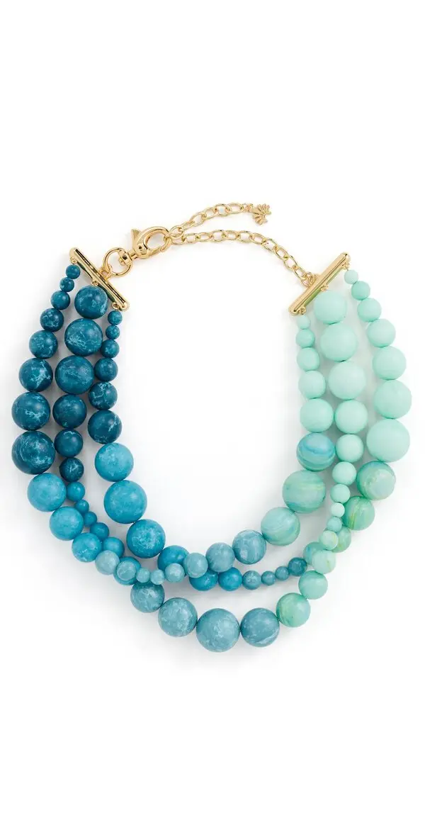 Lele Sadoughi Riviera Diana Triple Row Necklace - Seafoam Spray