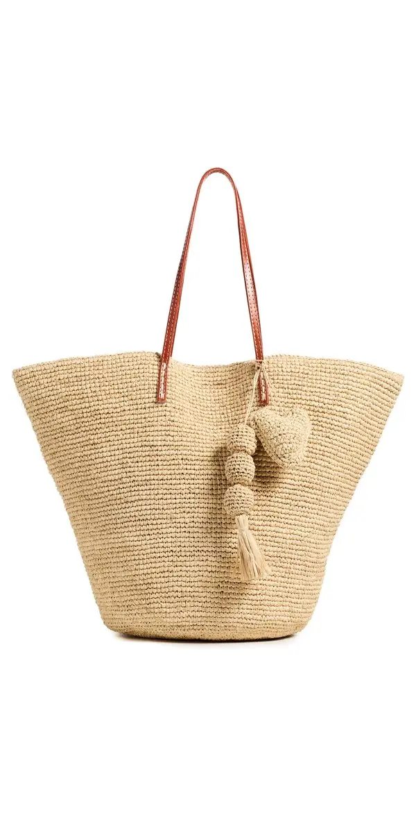 Hat Attack Raffia Tote With Leather Trim And Tassel